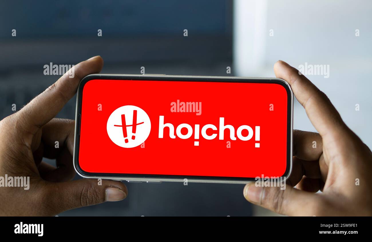 Dhaka, Bangladesh- 02 Nov 2024: Hoichoi logo is displayed on smartphone ...