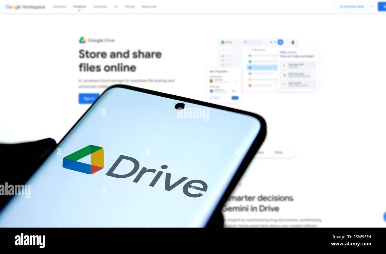 Dhaka, Bangladesh- 02 Nov 2024: Google Drive logo is displayed on smartphone Stock Photo - Alamy