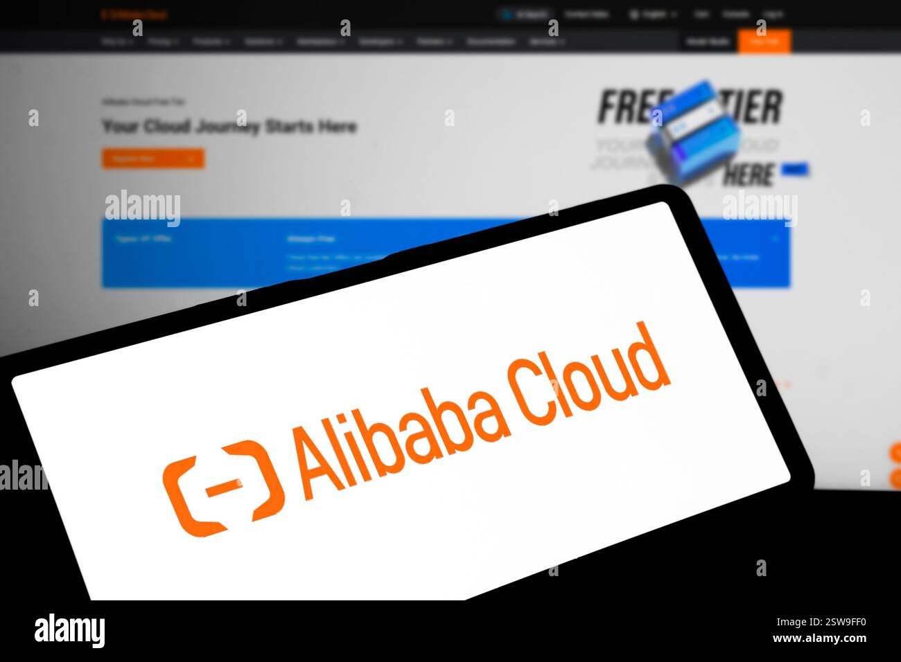 Dhaka, Bangladesh- 02 Nov 2024: Alibaba Cloud logo is displayed on ...