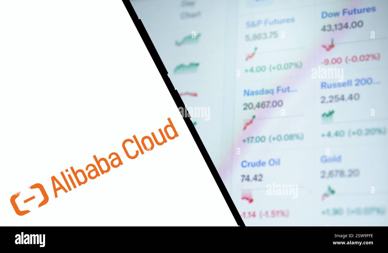 Alibaba cloud logo is displayed on smartphone hi-res stock photography ...