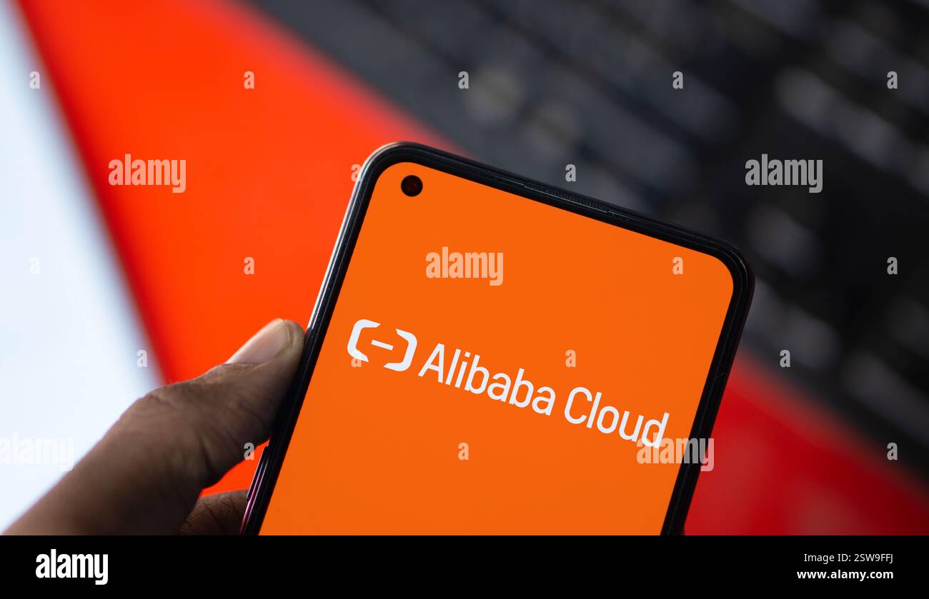 Dhaka, Bangladesh- 02 Nov 2024: Alibaba Cloud logo is displayed on ...