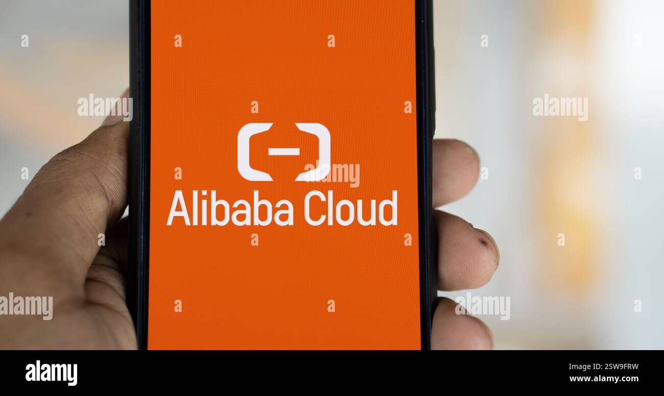 Dhaka, Bangladesh- 02 Nov 2024: Alibaba Cloud logo is displayed on ...