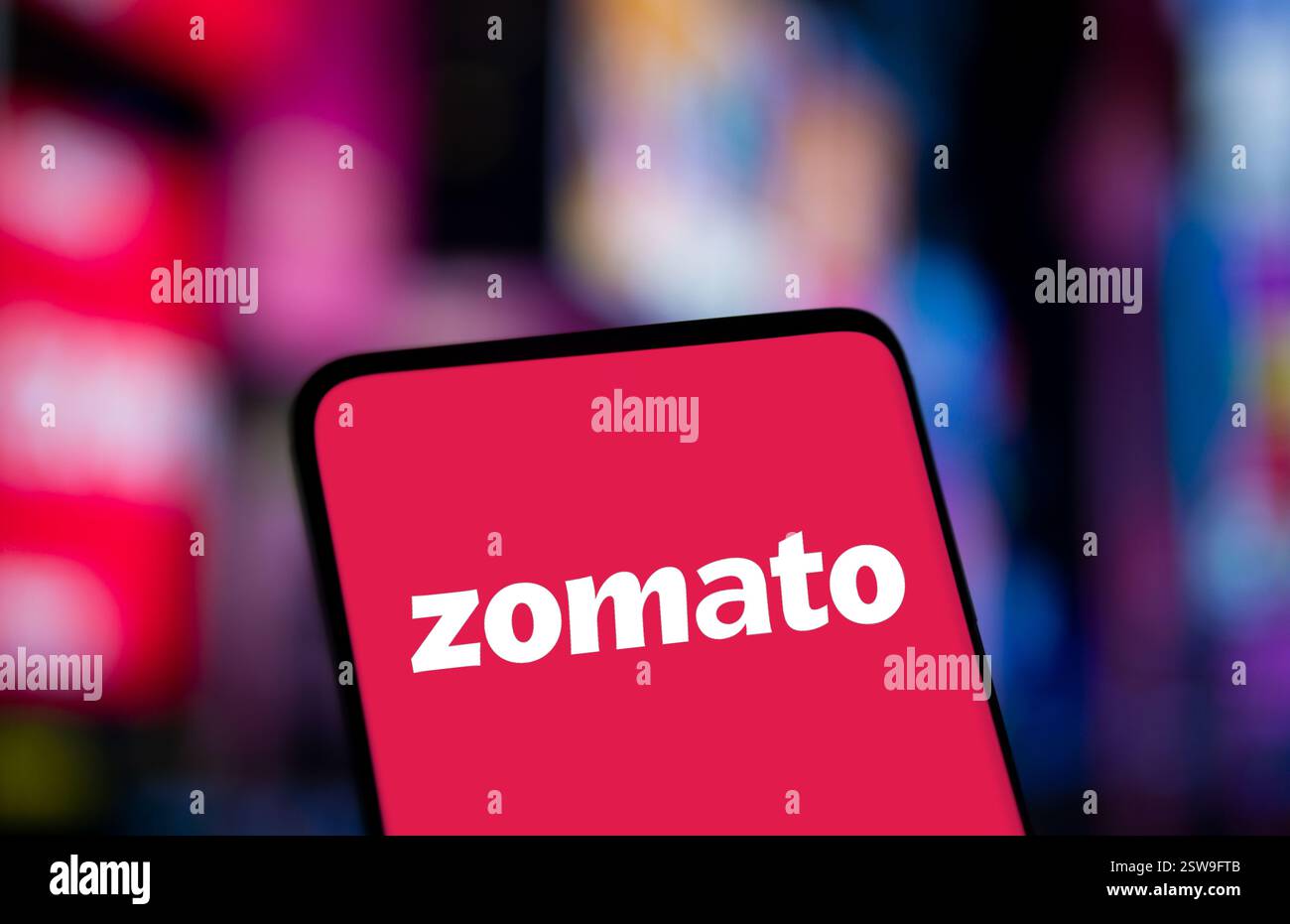 Dhaka, Bangladesh- 02 Nov 2024: Zomato logo is displayed on smartphone ...