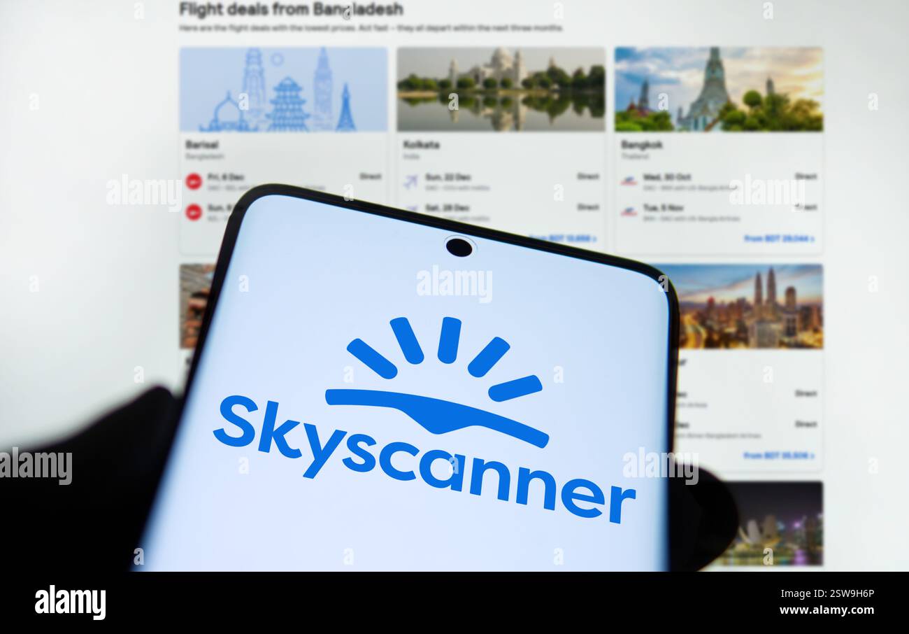 Dhaka, Bangladesh- 03 Nov 2024: Skyscanner logo is displayed on ...