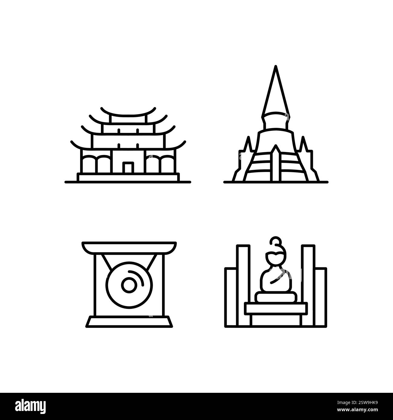 Buddhism religion icons buddha Black and White Stock Photos & Images ...