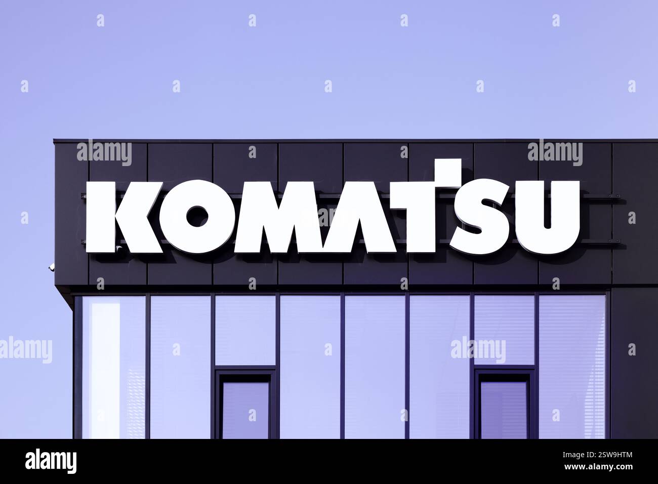 Poznan, Poland - February 20, 2025: Komatsu logo on a dealership ...