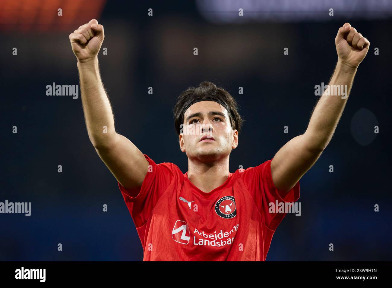 Aral Simsir of FC Midtjylland reacts prior to the UEFA Europa League ...