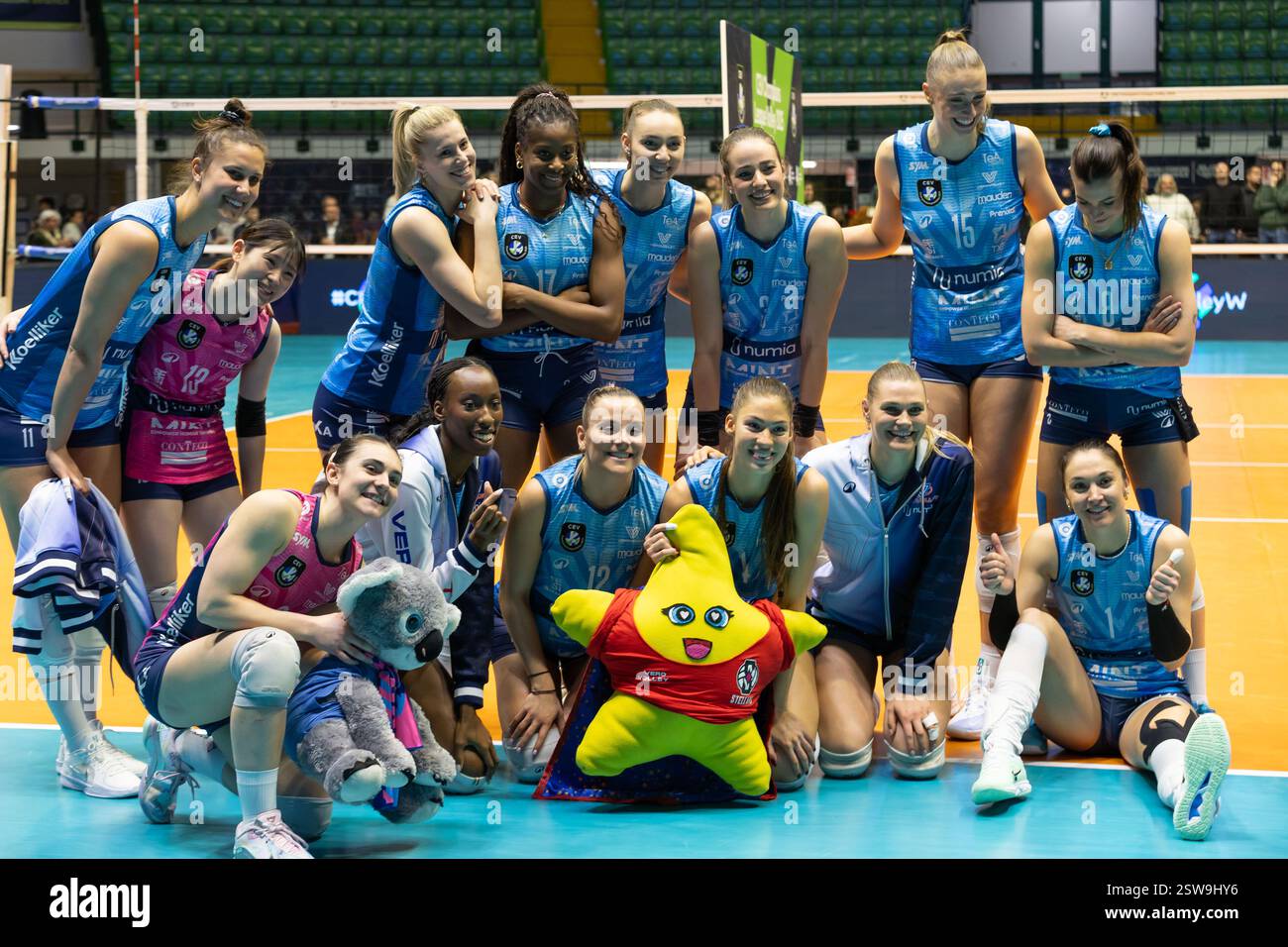 Milan, Italy. 20th Feb, 2025. Players of Numia VeroVolley Milano ...