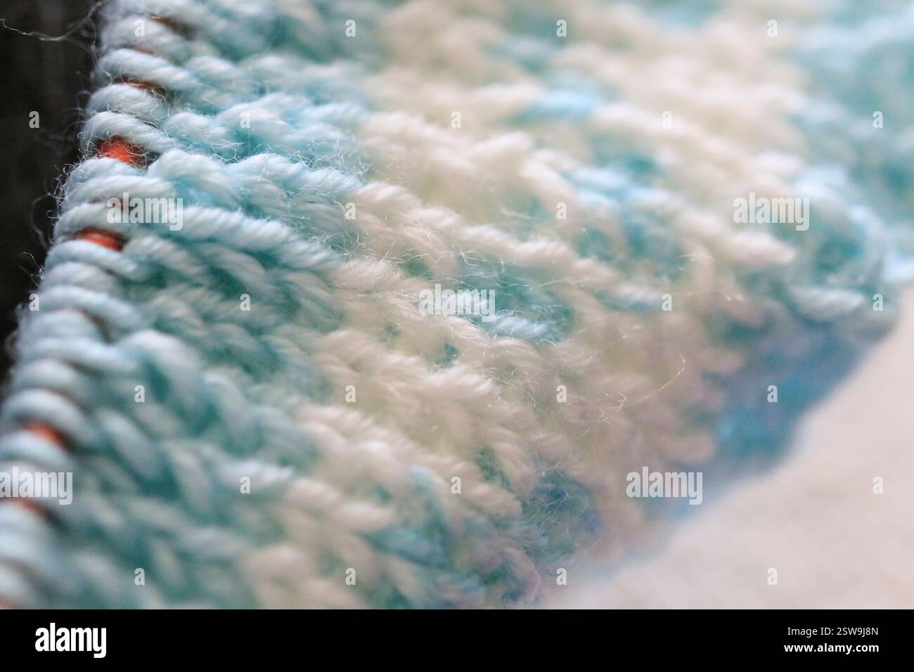 Closeup of knitting. Knit one. Purl one rib stitch Stock Photo - Alamy