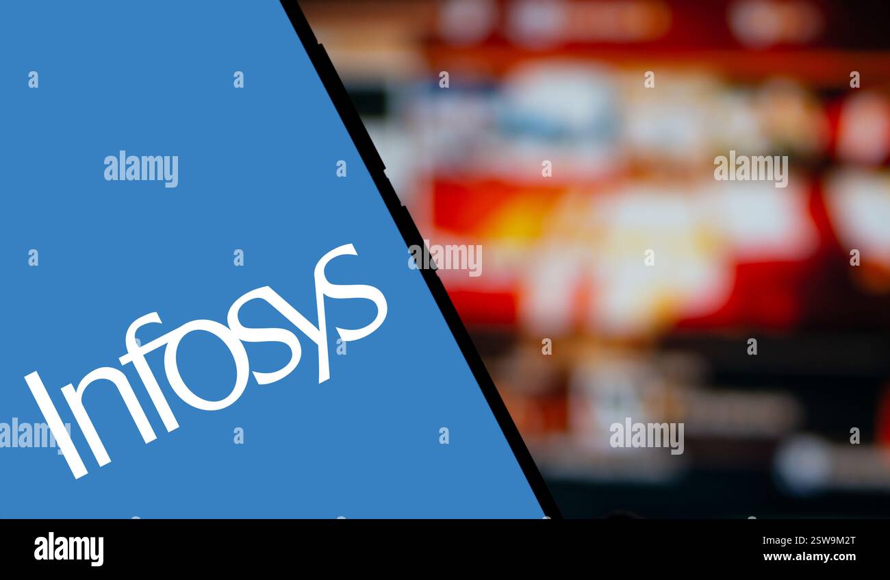 Dhaka, Bangladesh- 04 Nov 2024: Infosys logo is displayed on smartphone ...