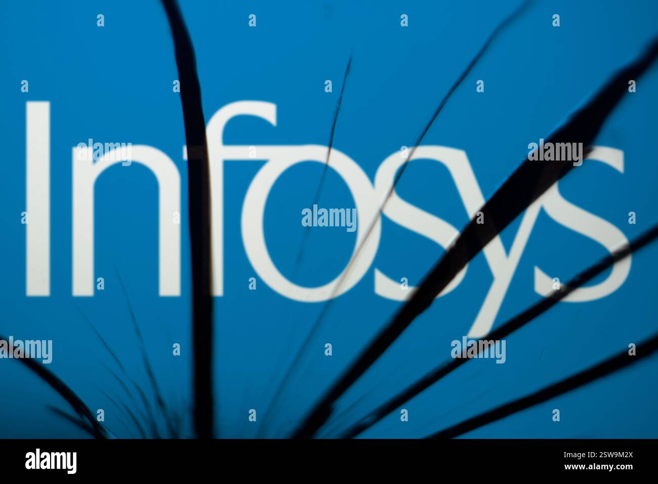 Dhaka, Bangladesh- 04 Nov 2024: Infosys logo is visible on the broken ...