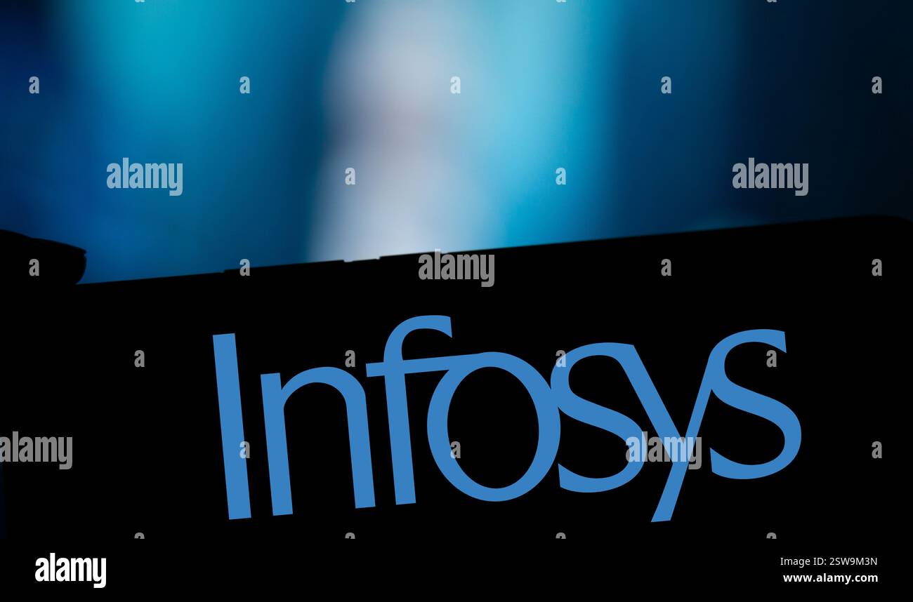 Dhaka, Bangladesh- 04 Nov 2024: Infosys logo is displayed on smartphone ...
