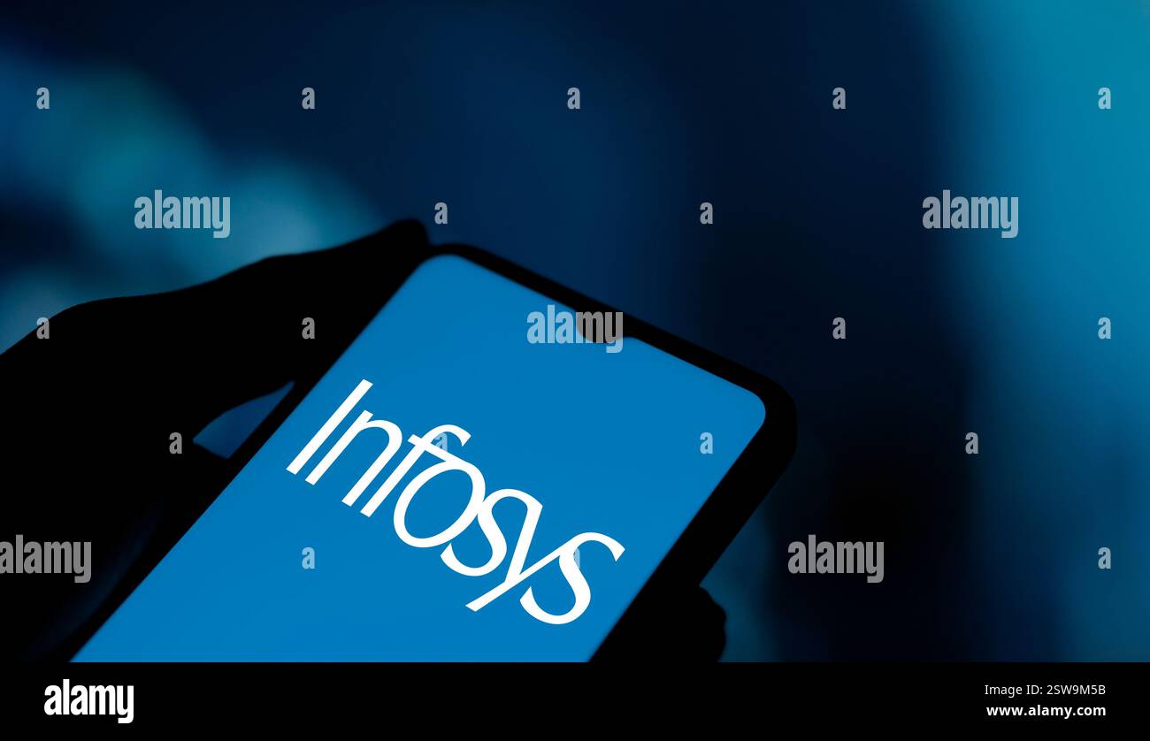 Dhaka, Bangladesh- 04 Nov 2024: Infosys logo is displayed on smartphone ...
