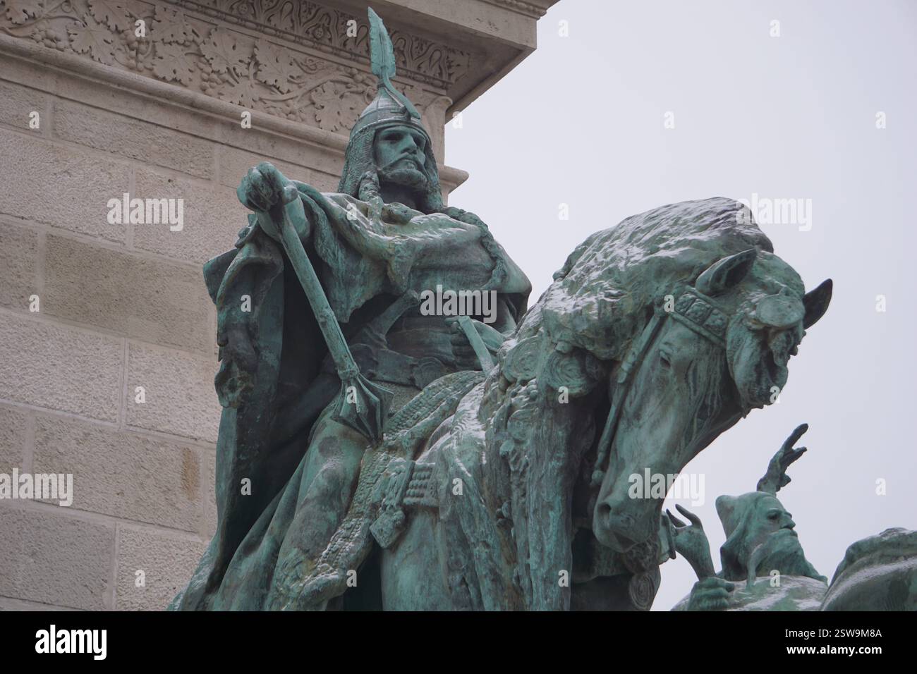 Close up of the historic equestrian statue of King Arpad, a Hungarian ...