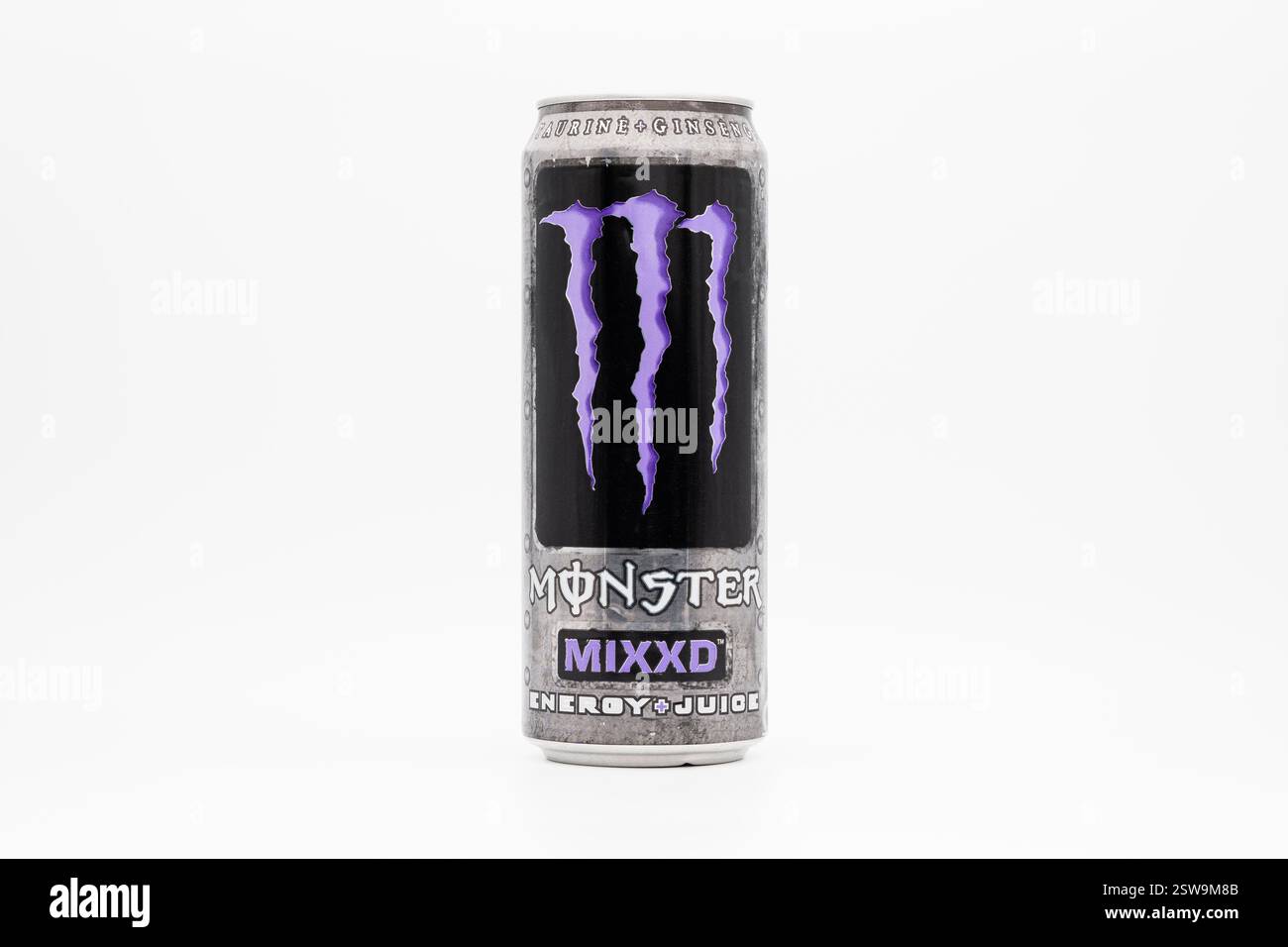 Monster Energy MIXXD beverage from 2012. The 24 oz can is gray colored ...