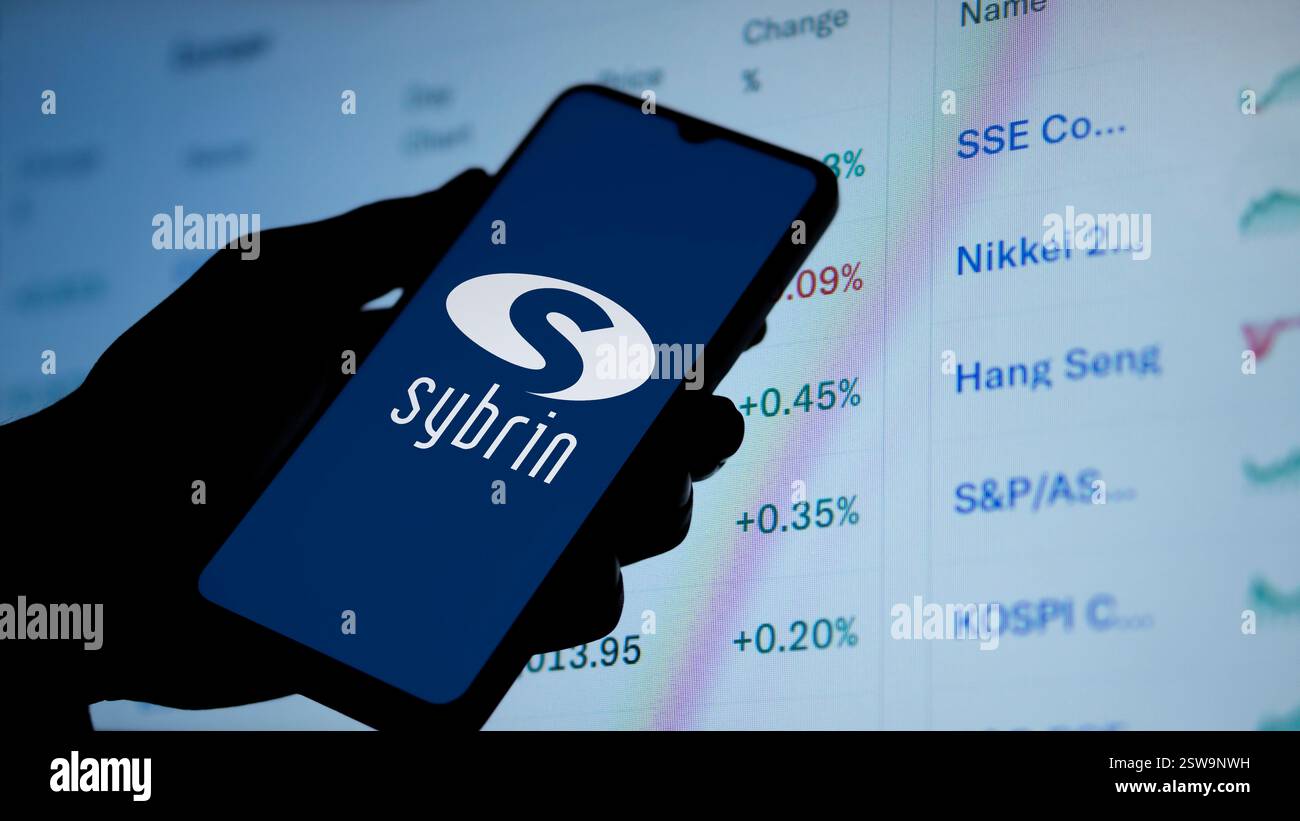 Dhaka, Bangladesh- 03 Nov 2024: Sybrin logo is displayed on smartphone ...