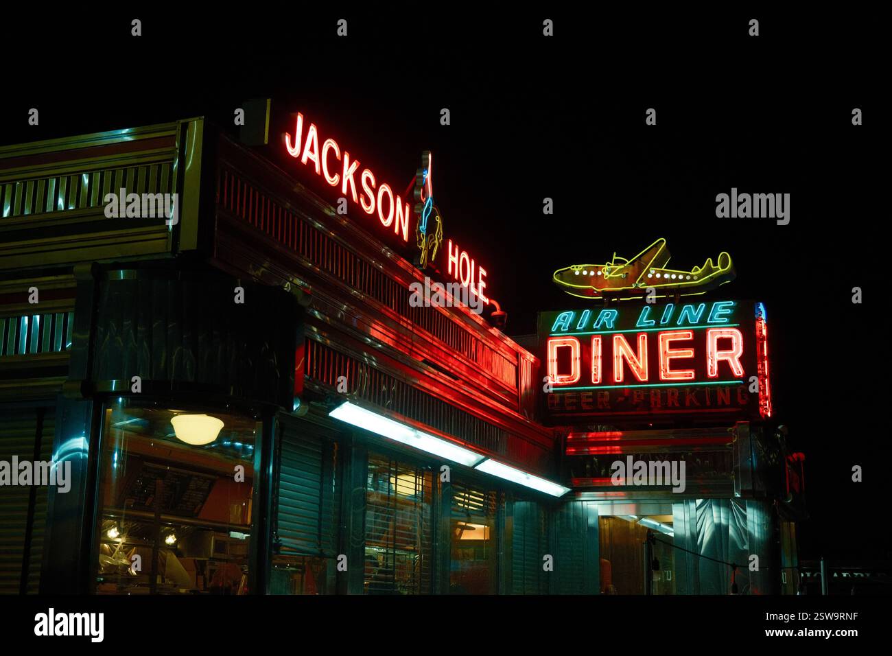 Jackson Hole Diner vintage neon sign at night in Astoria, Queens, New ...