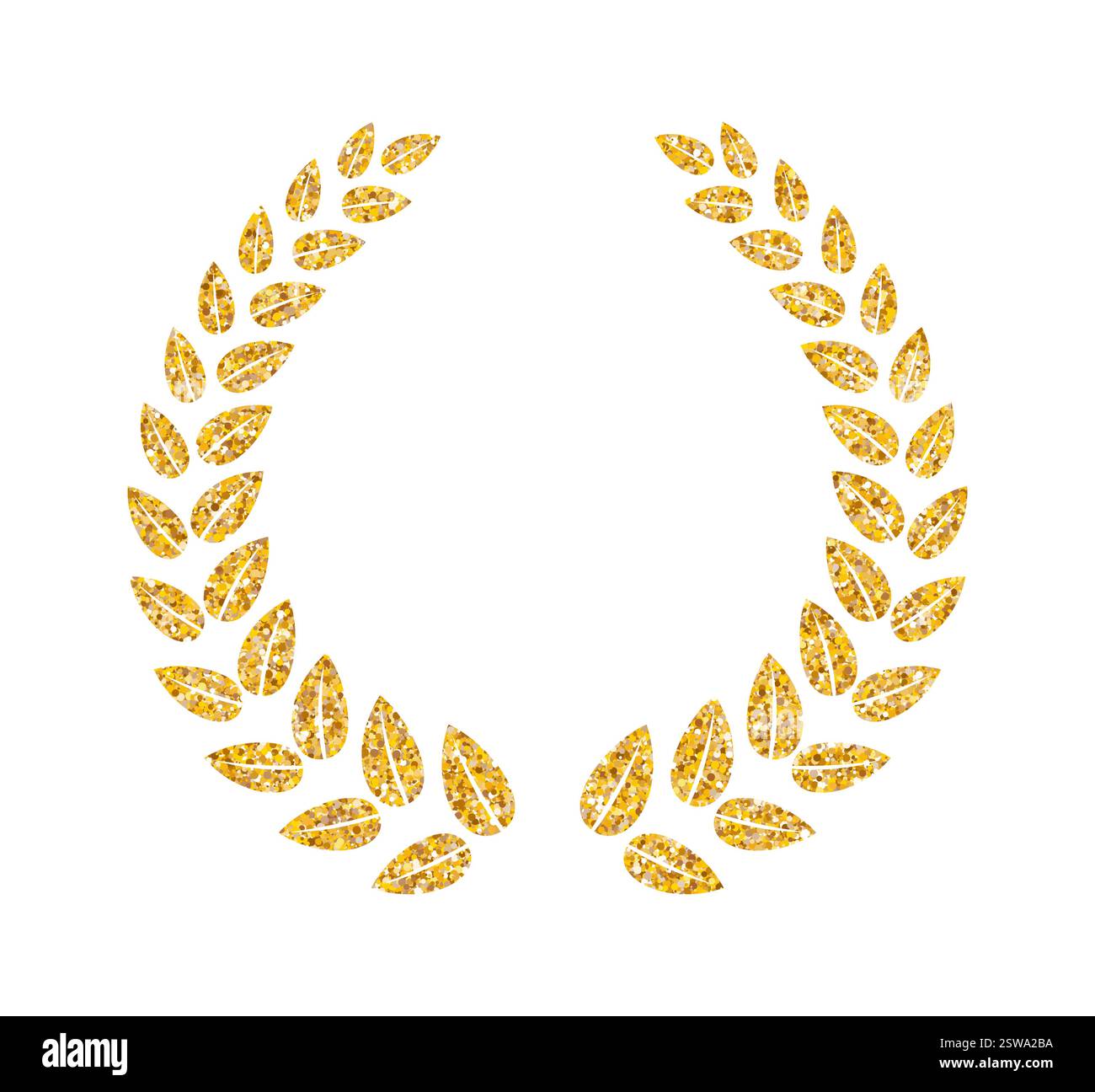 Gold glitter laurel wreath. Golden palm branch, reward for the winner ...