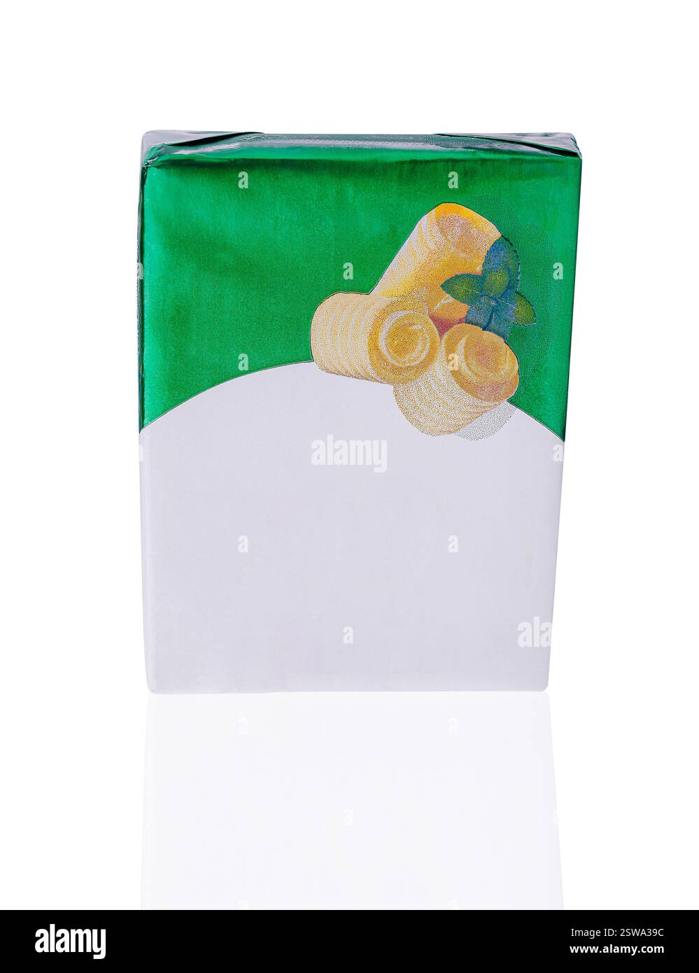 Pack of butter isolated on white background with reflection Stock Photo ...