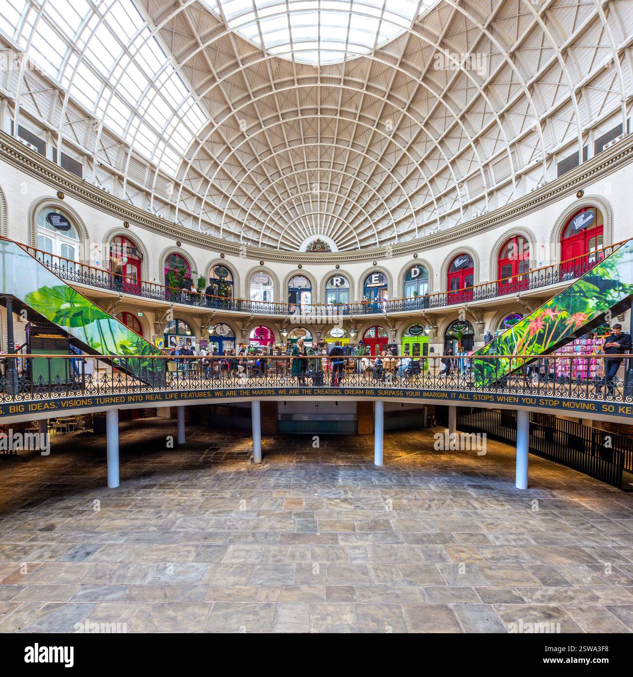 CORN EXCHANGE, LEEDS, UK - FEBRUARY 16, 2025. Interior of the of the ...
