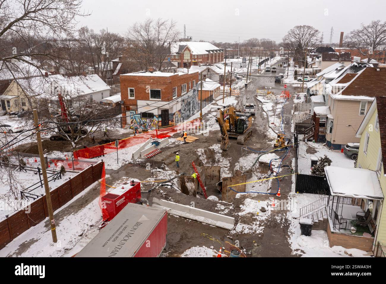 Detroit, Michigan - Workers repair a water main break that flooded ...