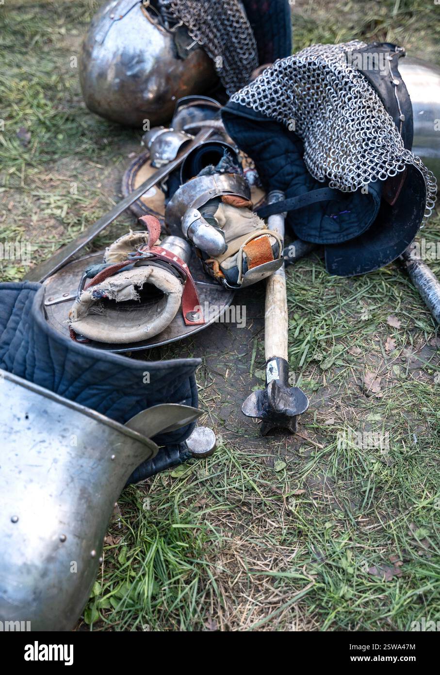 The knight's iron armor lies on the ground Stock Photo - Alamy