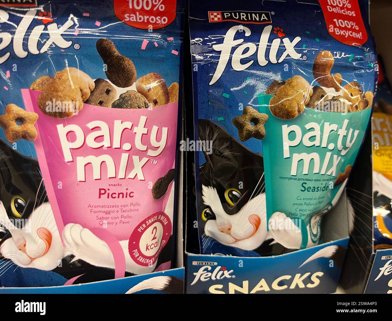 Felix party mix cat food by Purina on supermarket shelf, cat food ...