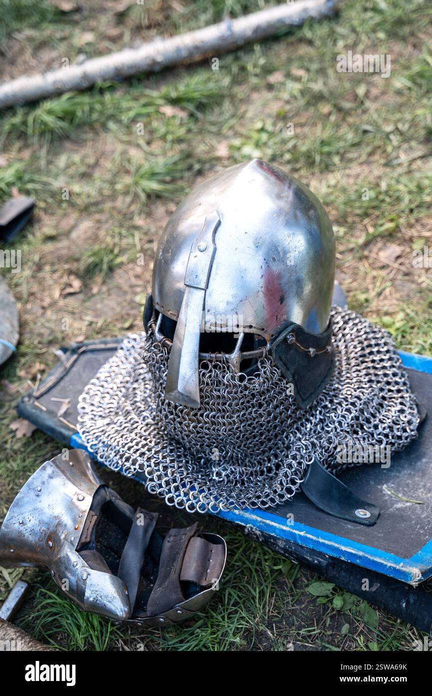 The knight's iron armor lies on the ground Stock Photo - Alamy
