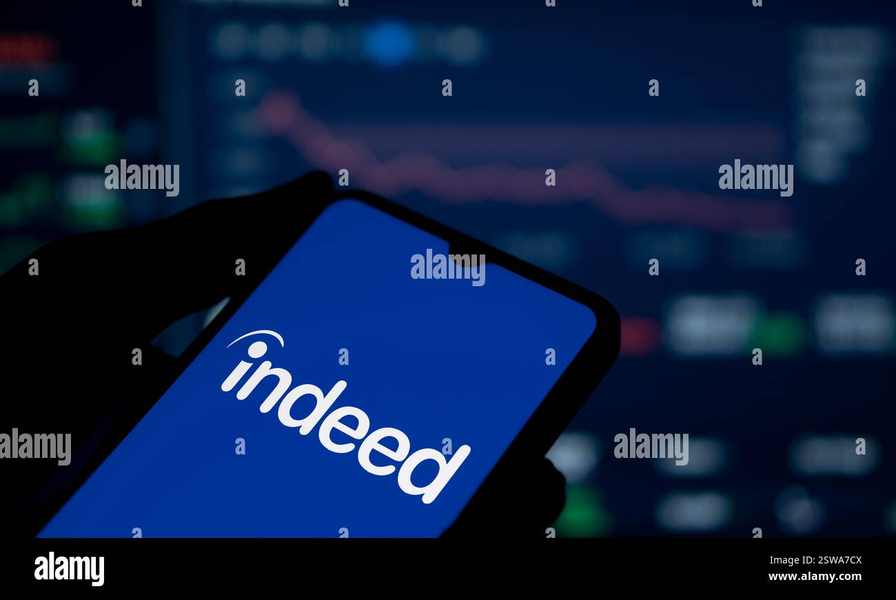 Dhaka, Bangladesh- 08 Nov 2024: Indeed logo is displayed on smartphone ...