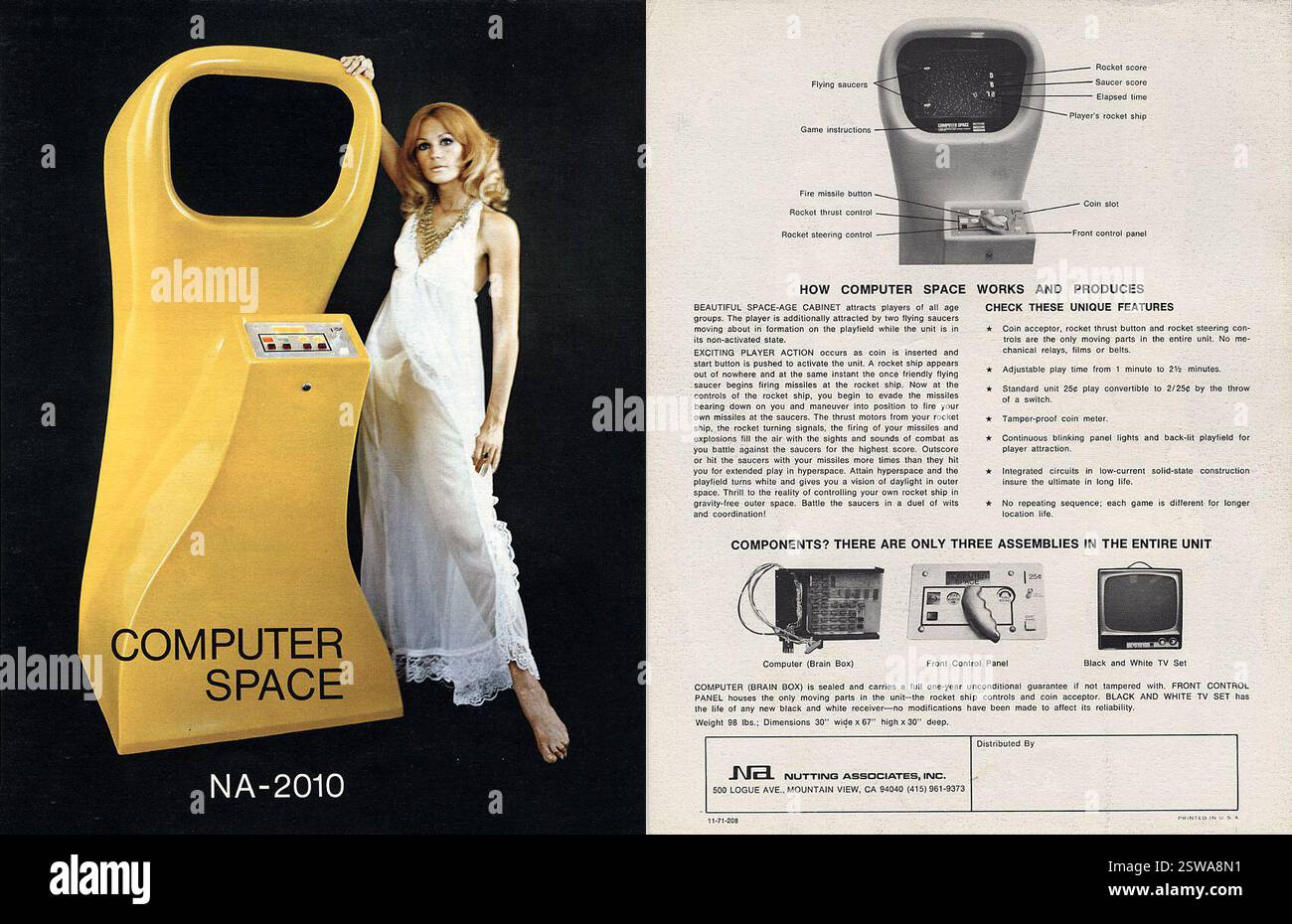 1971 Nutting Associates NA Computer Space Arcade Automat Ad; developer ...