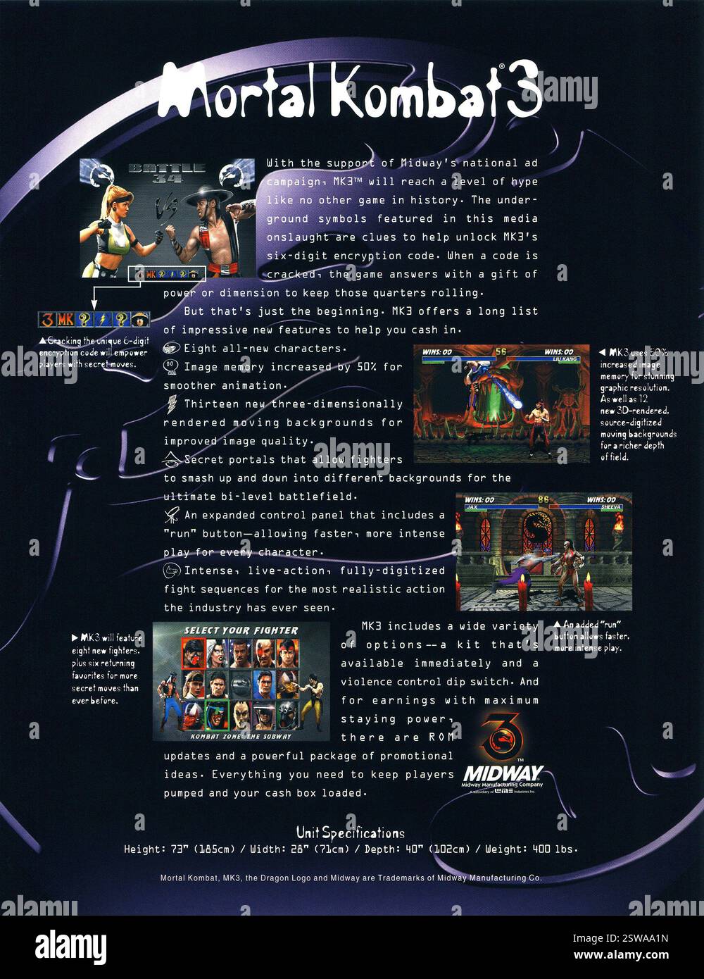 1995 Mortal Kombat 3 by Midway Games - side poster Stock Photo - Alamy