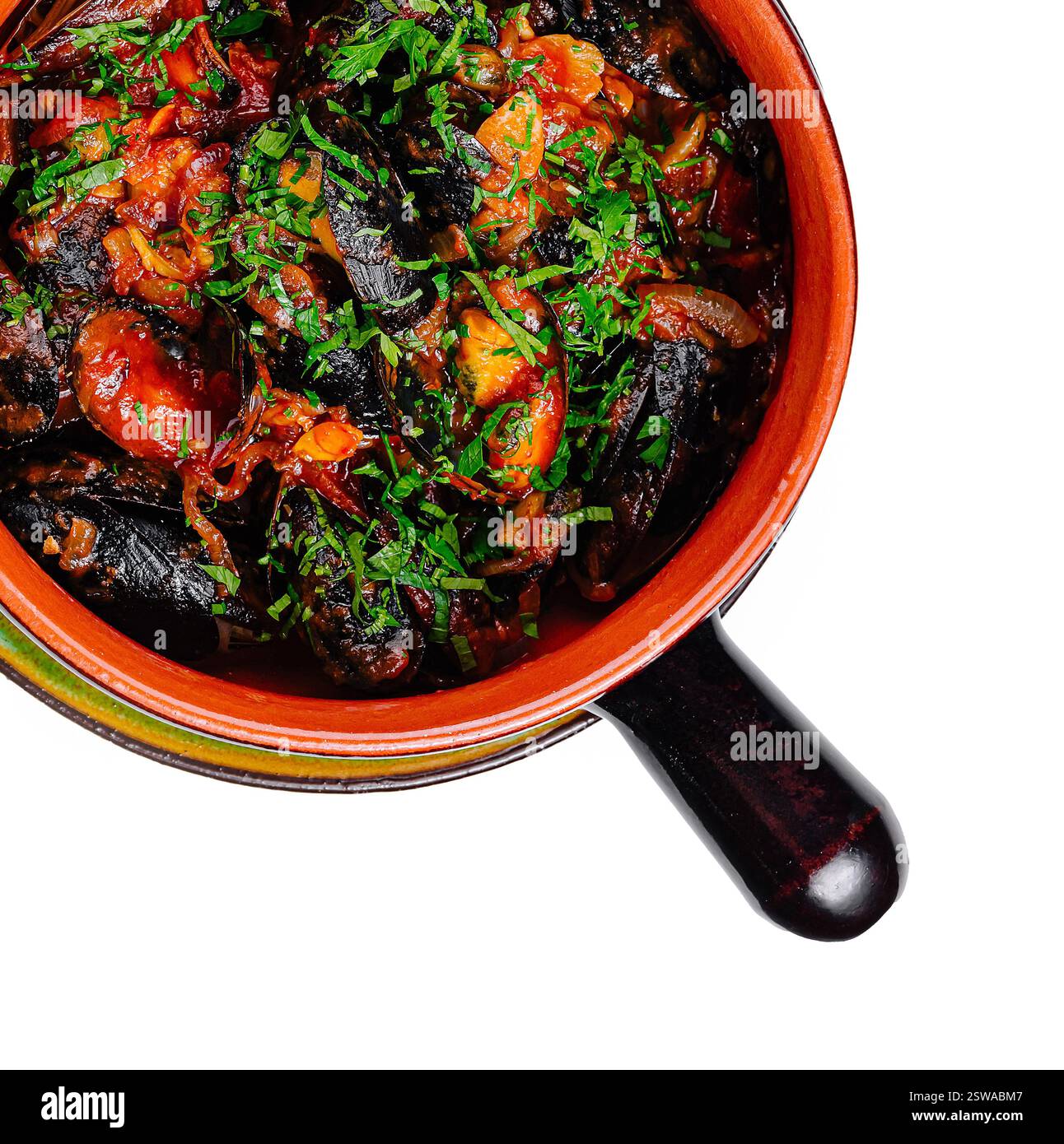 Mussels cooked in tomato sauce with onions and garlic hi-res stock ...