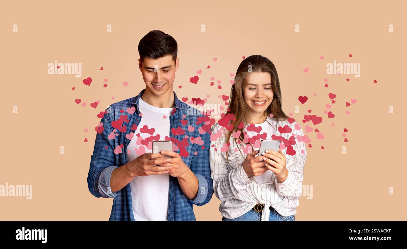 Couple celebrates love through texting on Valentine's Day with heart ...