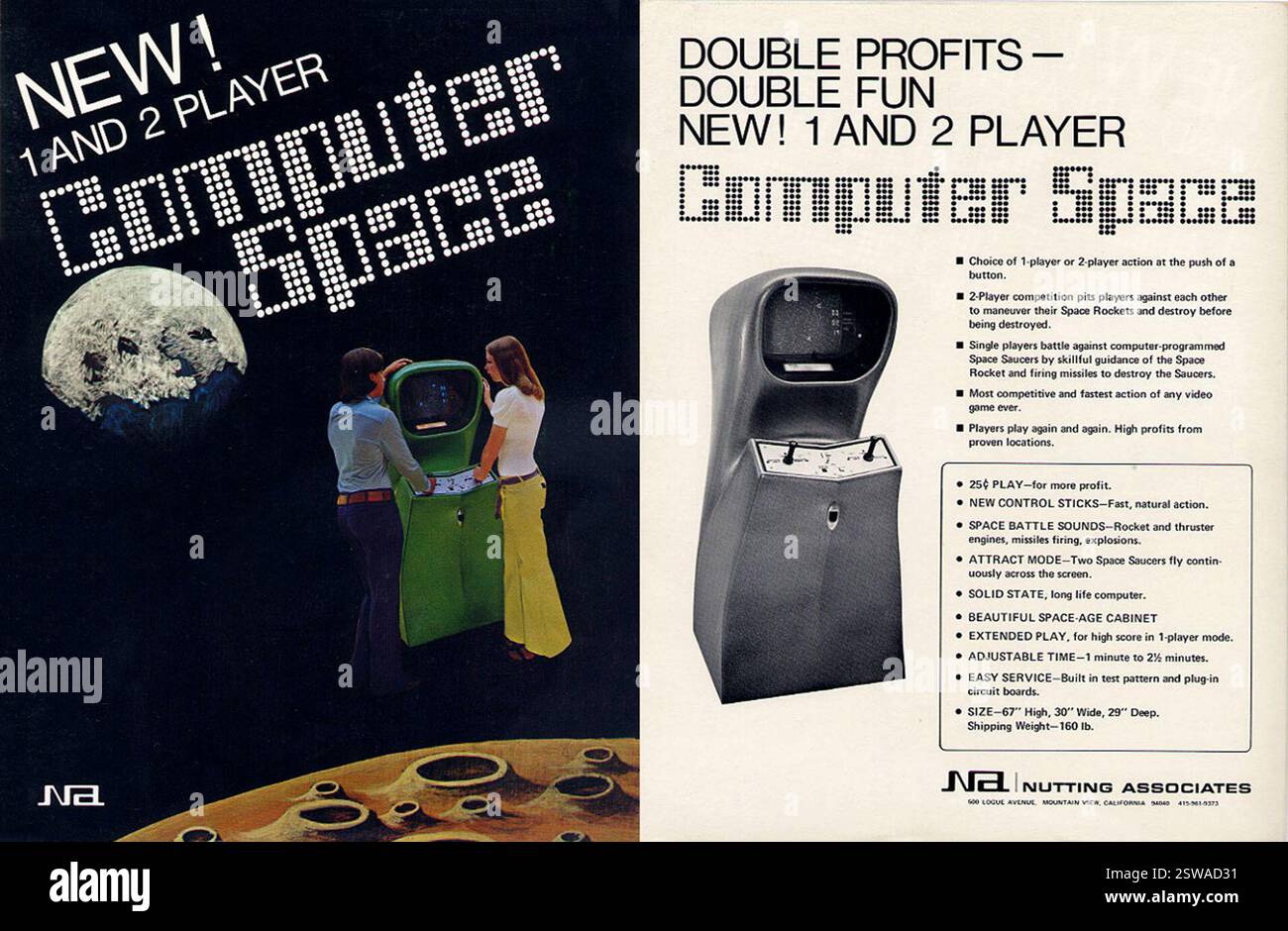 1971 Nutting Associates NA Computer Space 2-player Arcade Automat Ad ...