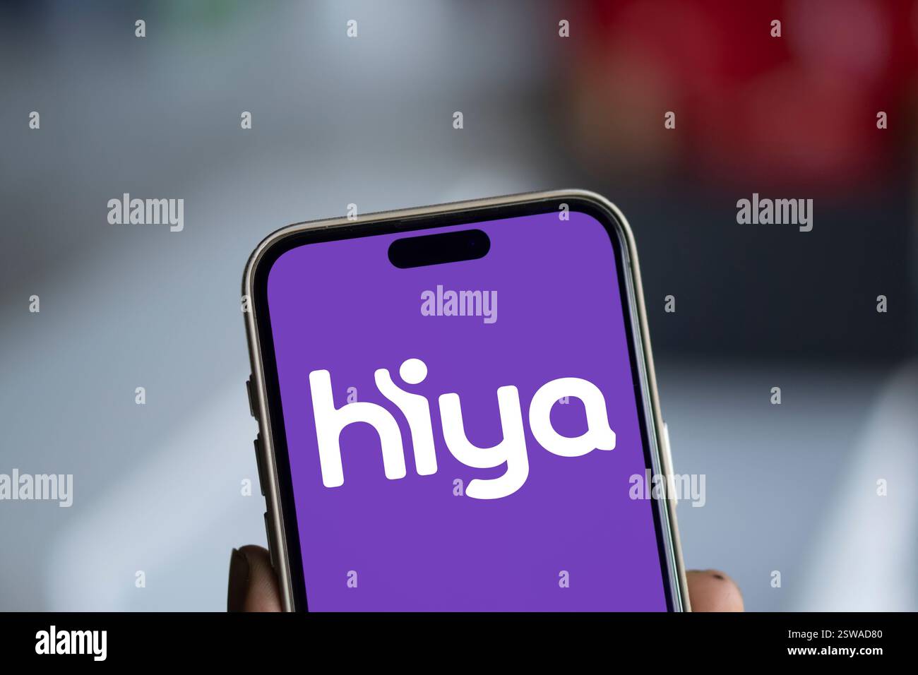 Dhaka, Bangladesh- 09 Nov 2024: Hiya logo is displayed on smartphone ...