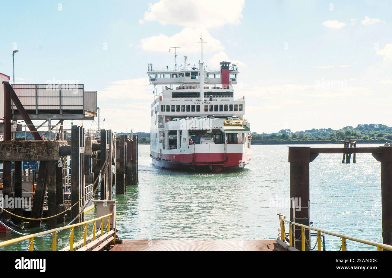 Red Funnel car ferry Red Eagle arriving at Southampton from East Cowes ...