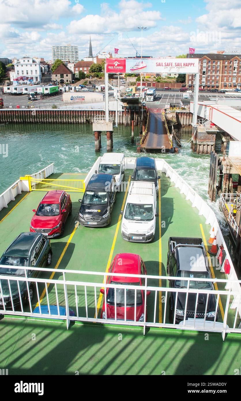 Cars onboard Red Funnel passenger Car ferry Red Eagle leaving ...