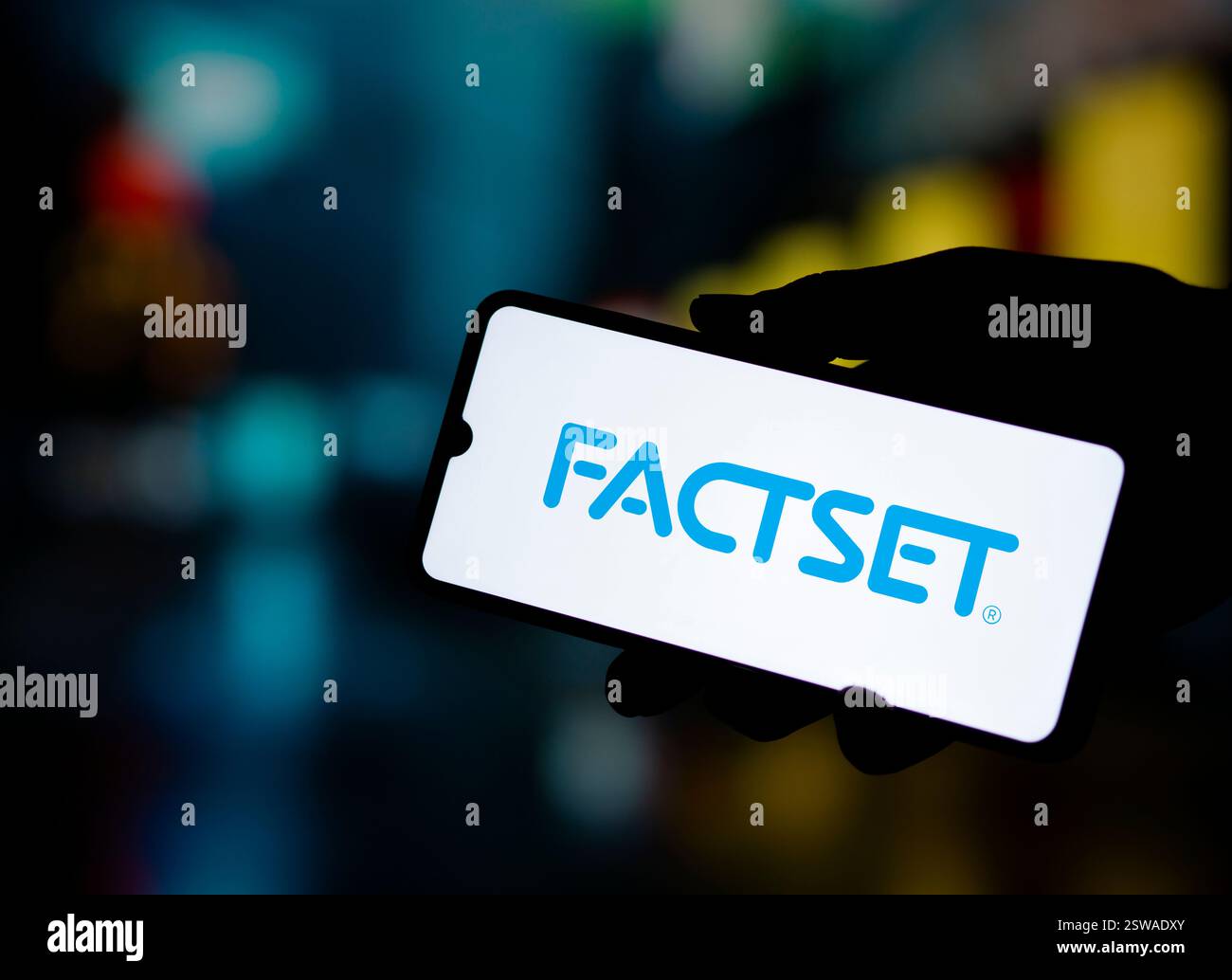 Dhaka, Bangladesh- 09 Nov 2024: Factset logo is displayed on smartphone ...