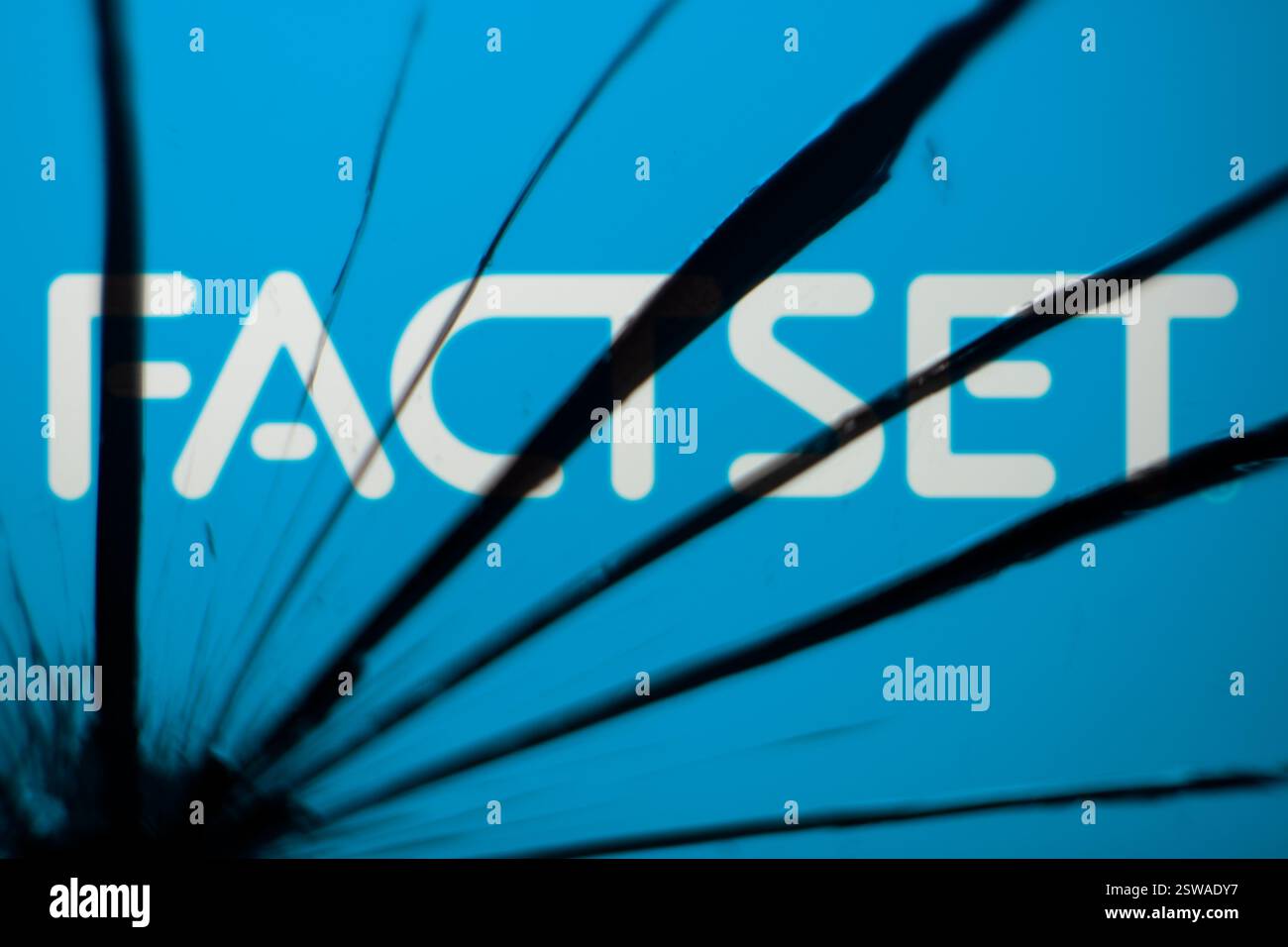 Dhaka, Bangladesh- 09 Nov 2024: Factset logo is visible on the broken ...