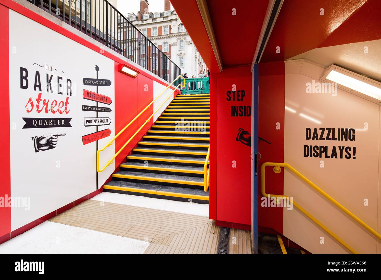 Stairs leading to the Baker Street Quarter, London, featuring ...