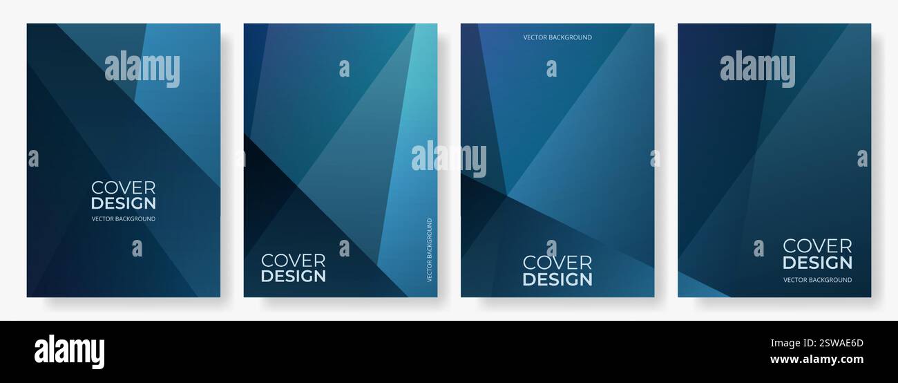 Blue abstract modern posters or vertical background vector set. A4 ...