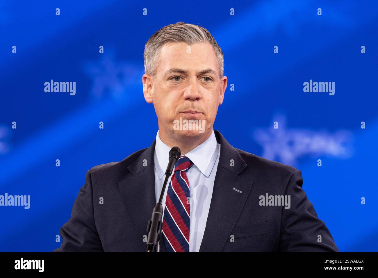 Senator Jim Banks of Indiana speaks during 2025 CPAC Conference Day 1 ...