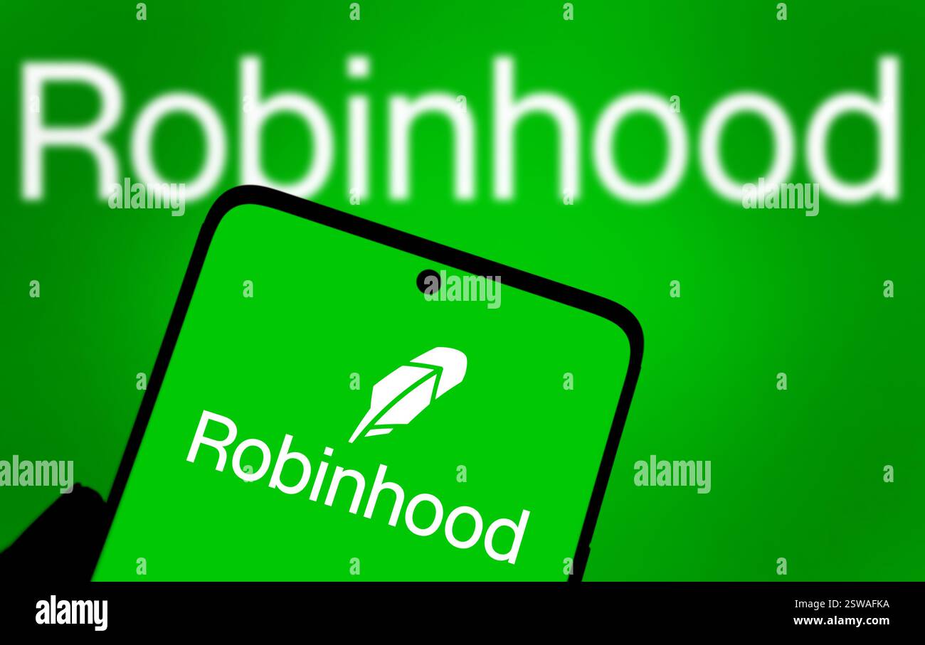 Dhaka, Bangladesh- 09 Nov 2024: Robinhood logo is displayed on ...