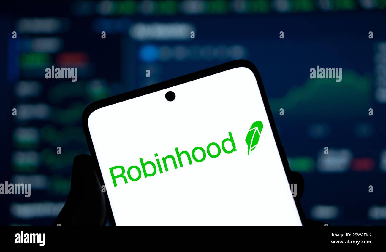 Dhaka, Bangladesh- 09 Nov 2024: Robinhood logo is displayed on ...