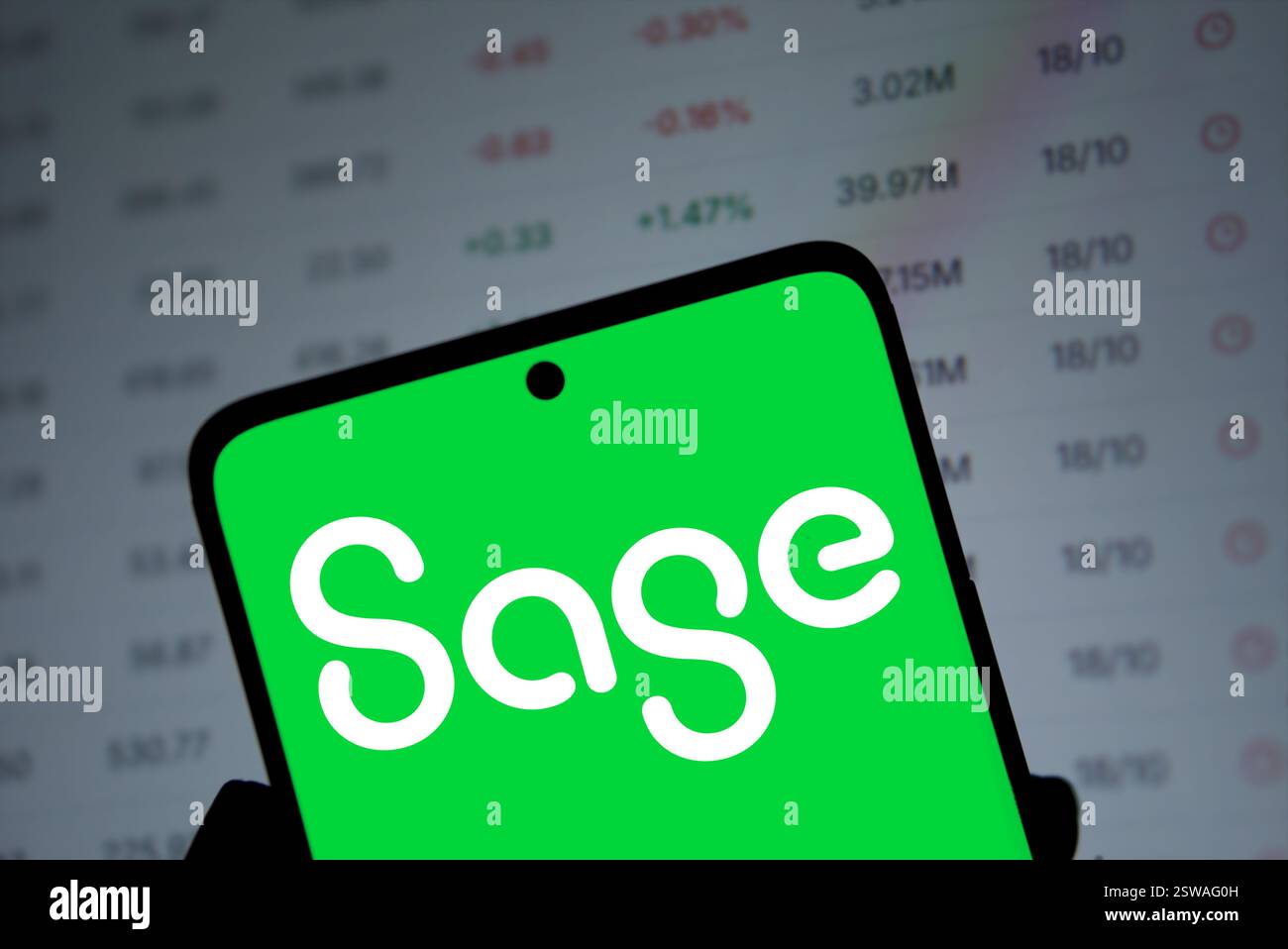 Dhaka, Bangladesh- 10 Nov 2024: Sage Group logo is displayed on ...