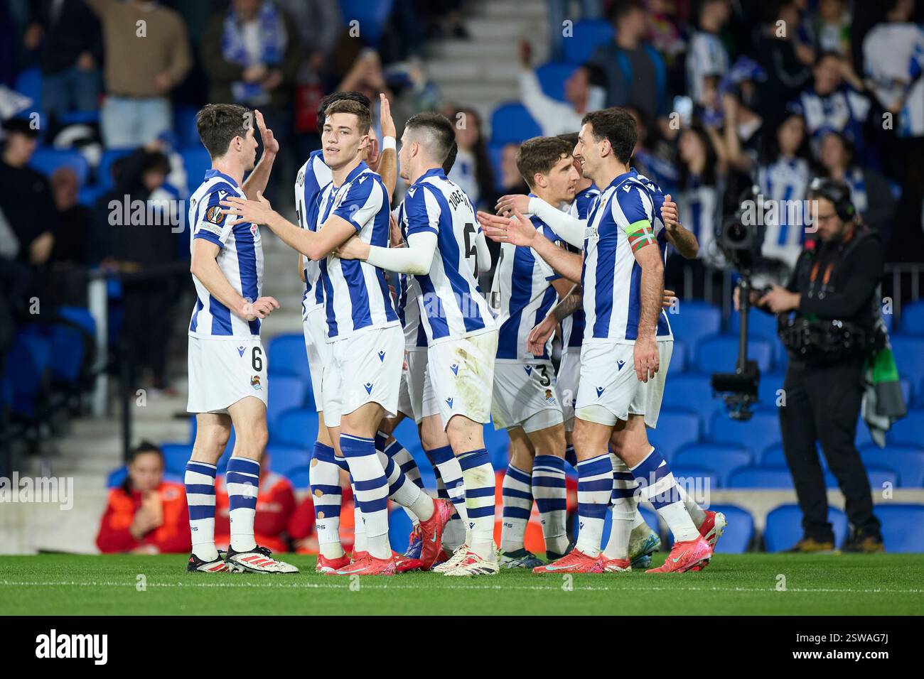 Luka Sucic of Real Sociedad celebrates after scoring goal during the ...
