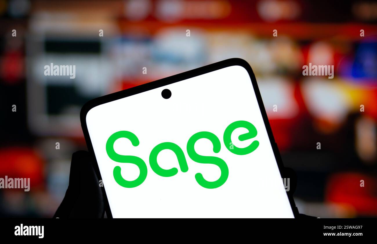 Dhaka, Bangladesh- 10 Nov 2024: Sage Group logo is displayed on ...