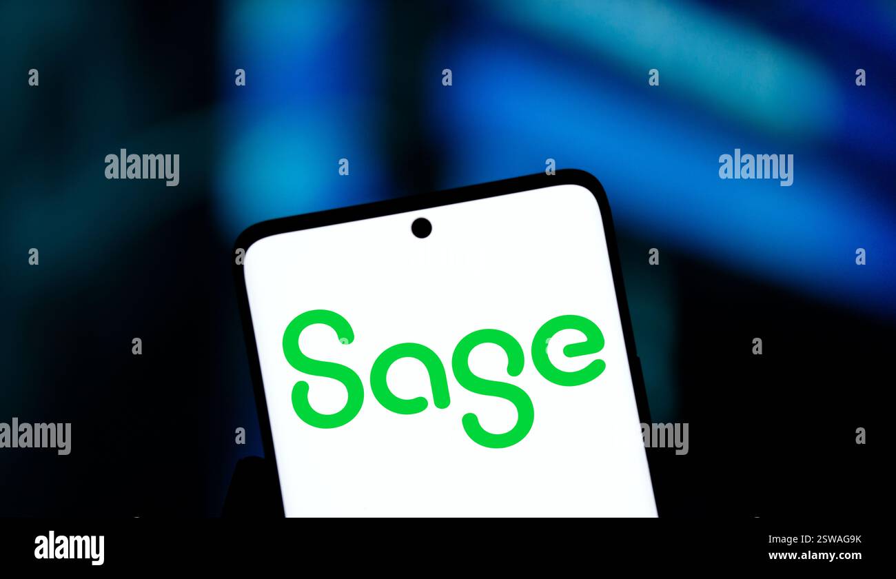 Dhaka, Bangladesh- 10 Nov 2024: Sage Group logo is displayed on ...