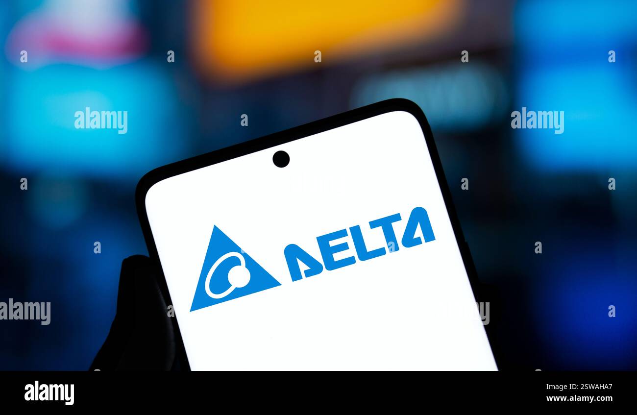 Dhaka, Bangladesh- 10 Nov 2024: Delta Electronics logo is displayed on ...