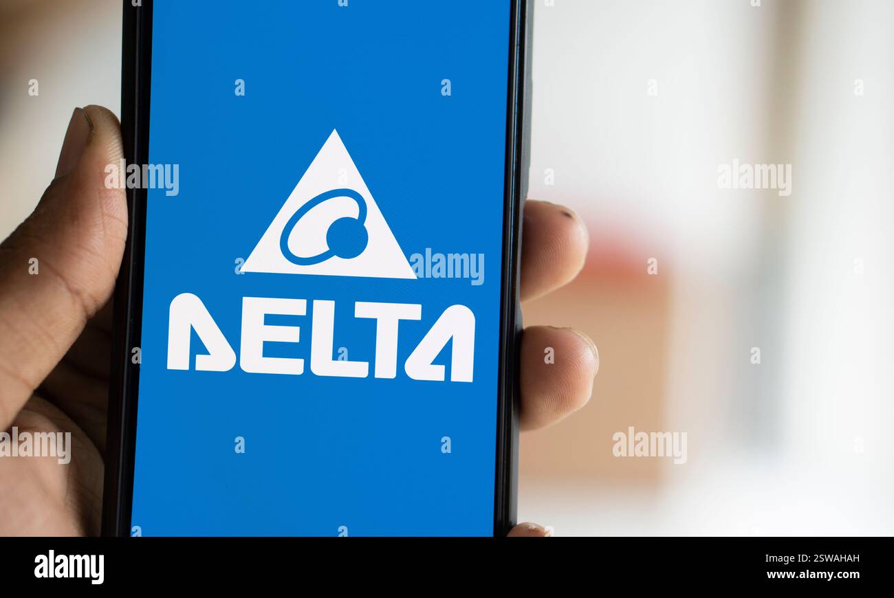 Dhaka, Bangladesh- 10 Nov 2024: Delta Electronics logo is displayed on ...